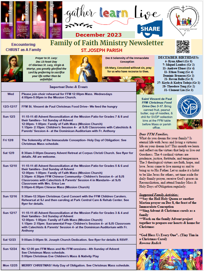 FoF NewsLetters - The faith community of