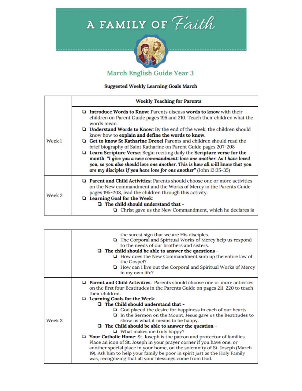 Family of Faith Ministry Overview - The faith community of